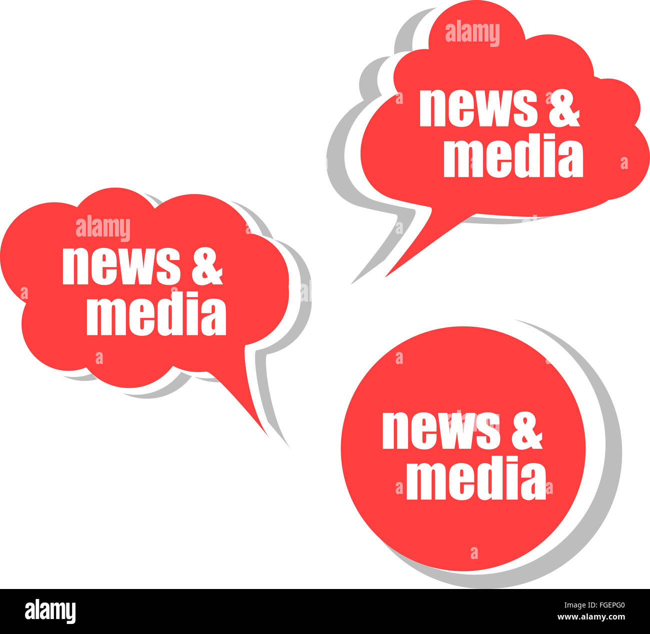 news and media. Set of stickers, labels, tags. Template for ...