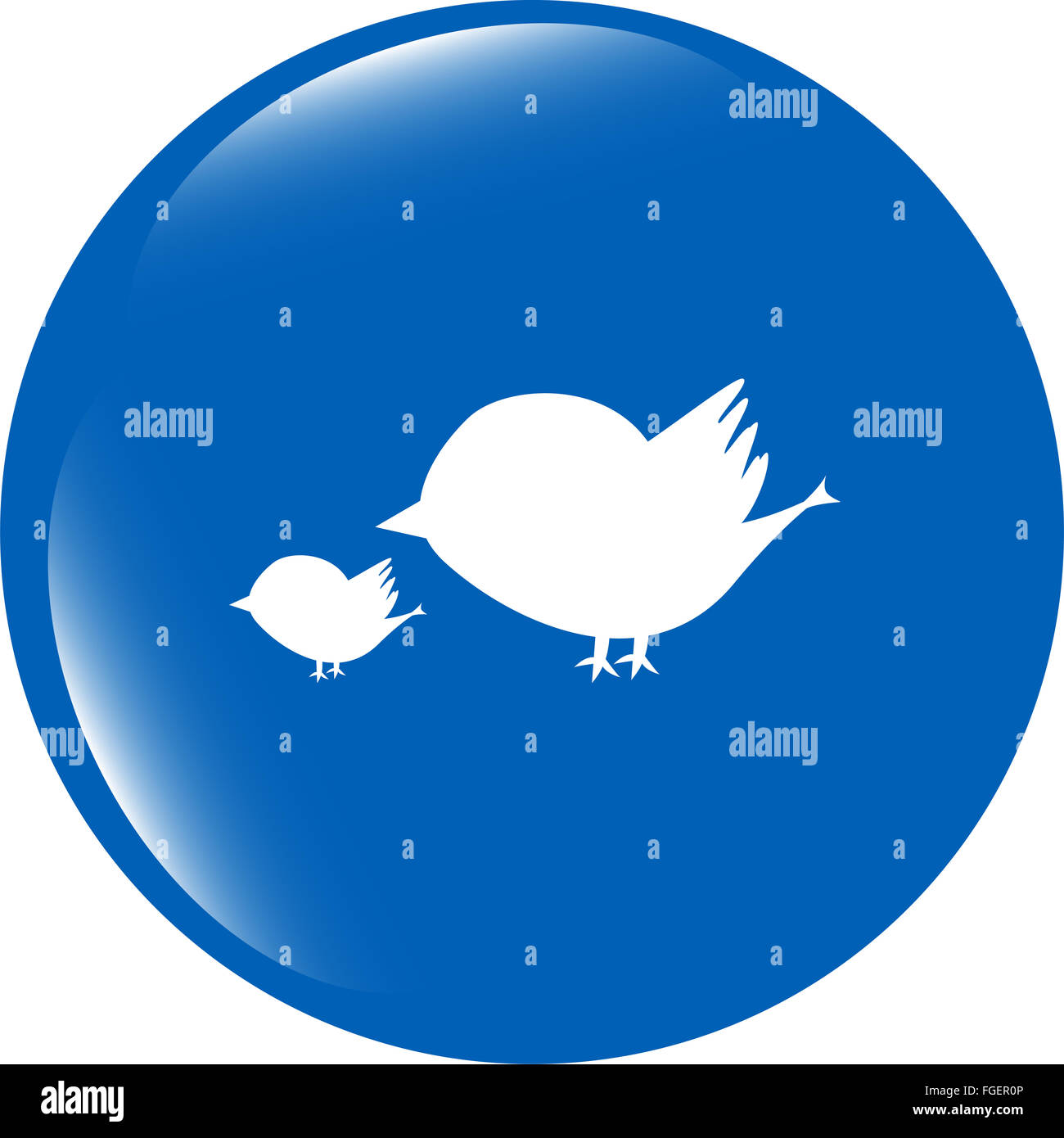 Glossy isolated website and internet web icon with bird family sign ...
