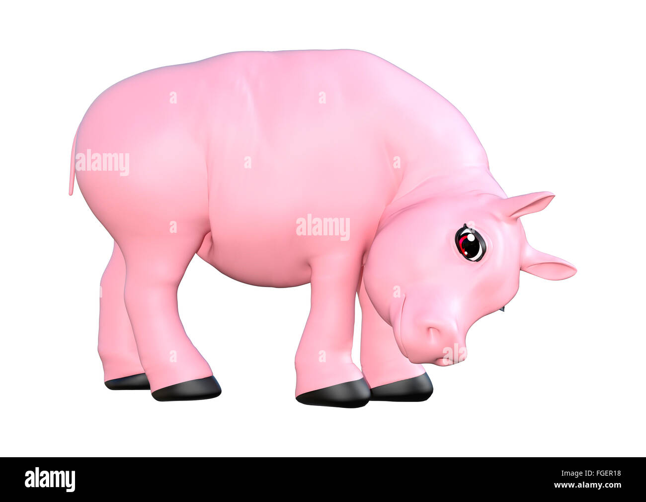 3D digital render of a pink toy pig isolated on white background Stock ...