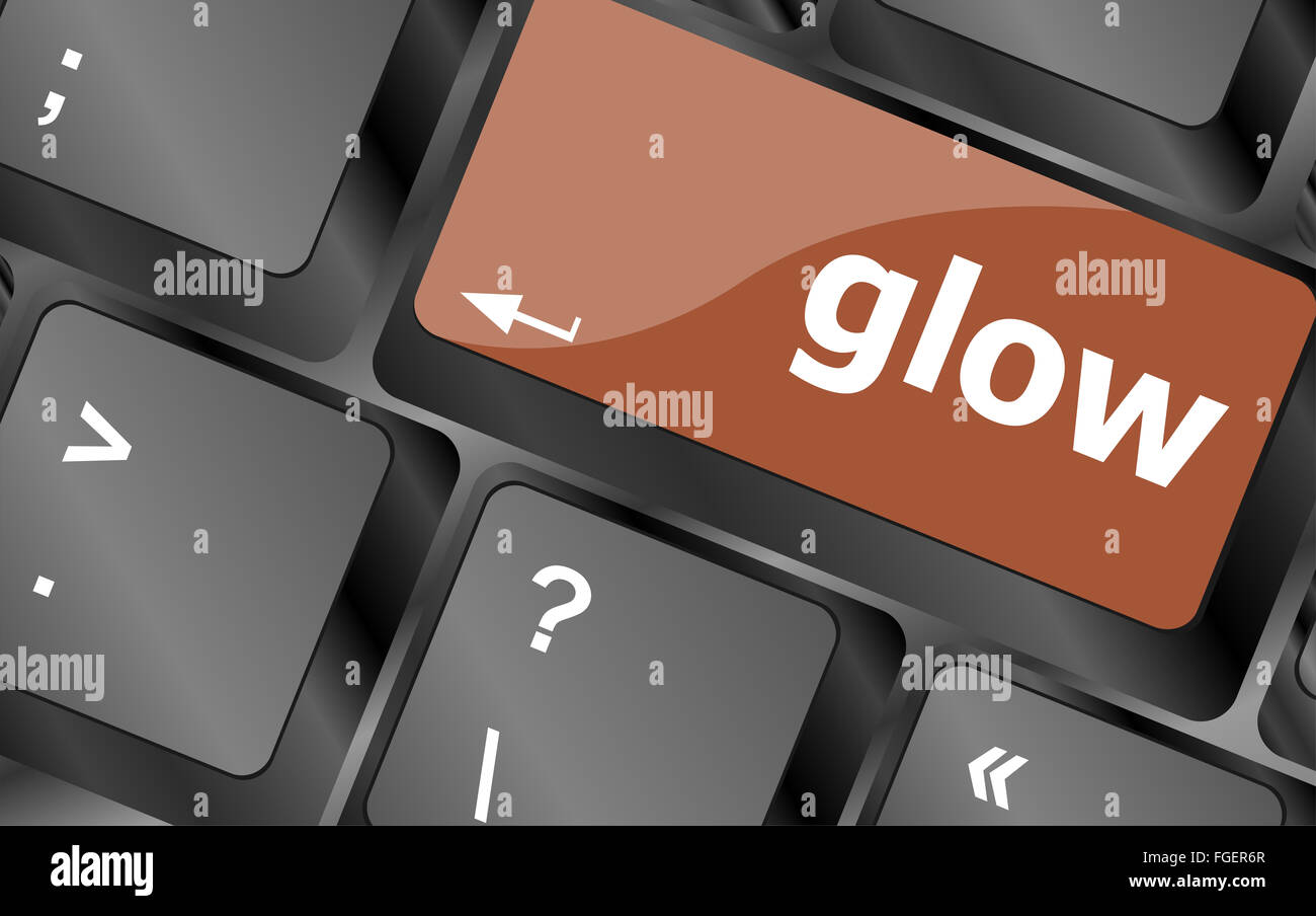 glow word on keyboard key, notebook computer button Stock Photo - Alamy