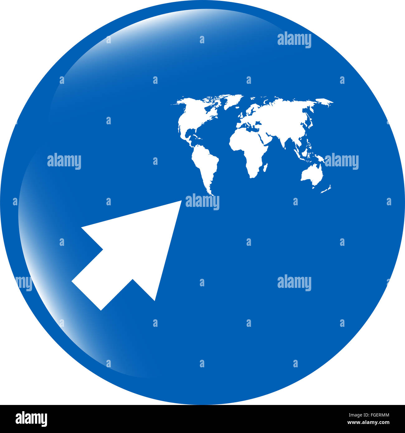 arrow sign icon with world map sign. Arrows symbol Stock Photo - Alamy