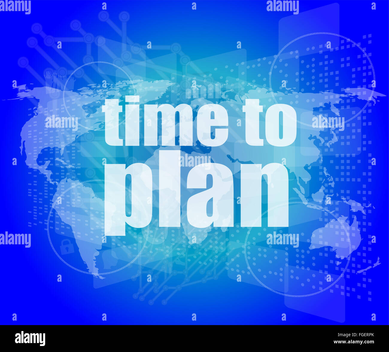 illustration of touch screen with time to plan words Stock Photo - Alamy