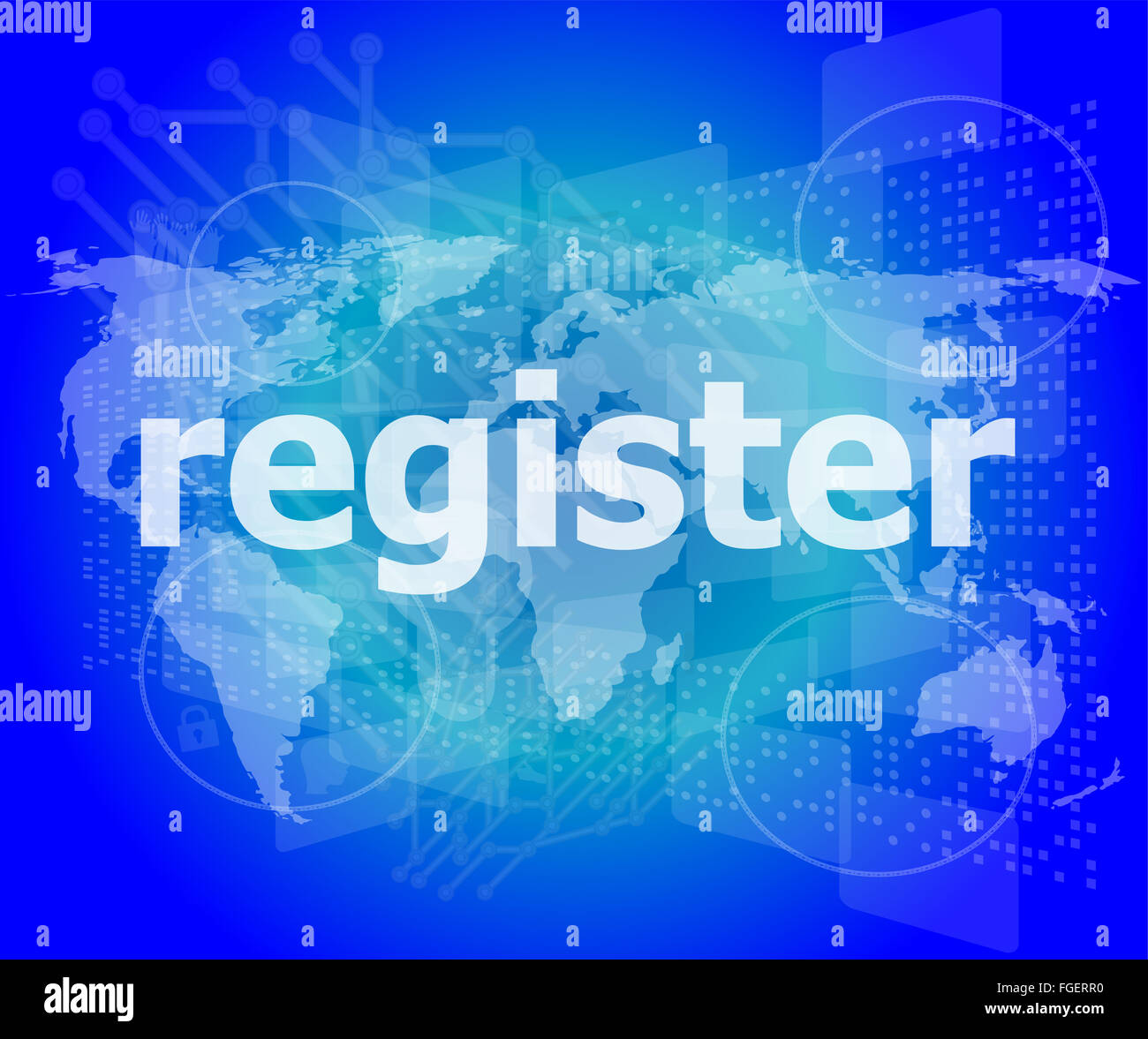 business concept: words register on digital screen Stock Photo - Alamy