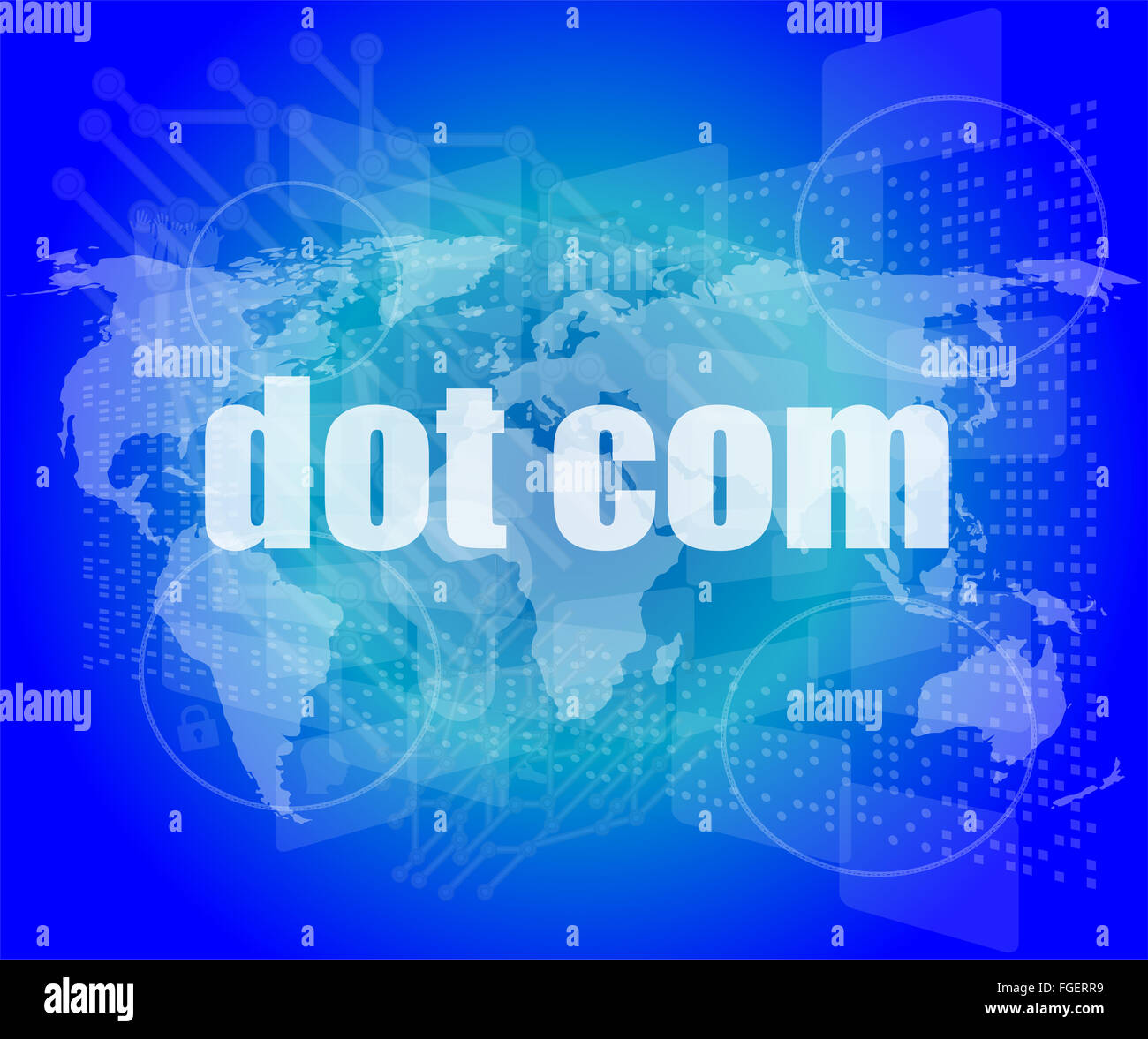 words dot com on digital screen, information technology concept Stock ...