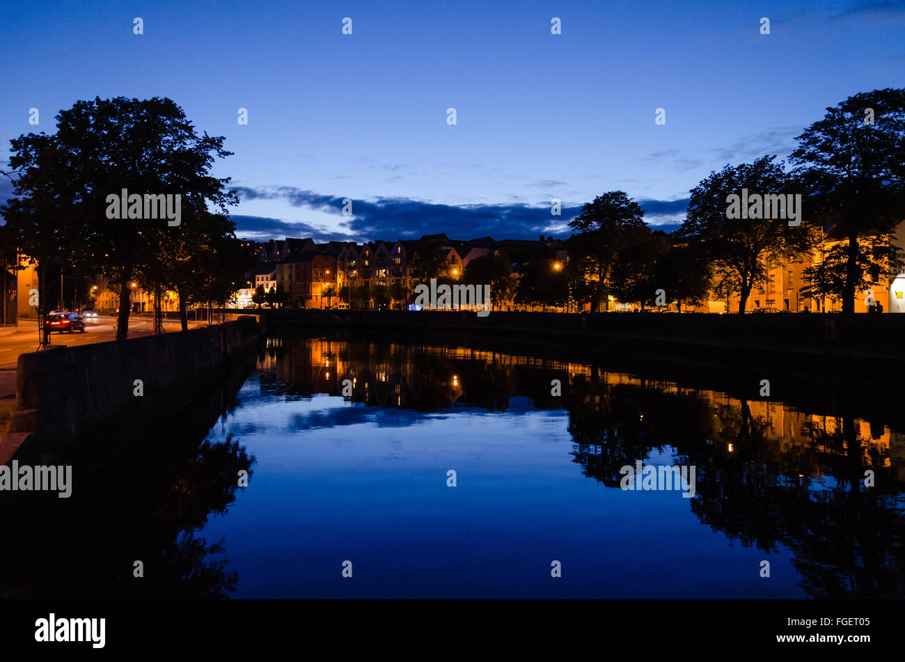 view of the river that cross Cork in the evening, Ireland Stock Photo ...