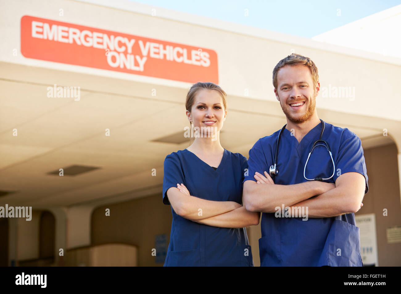 Portrait Of Medical Staff Doctor Standing Outside Hospital Stock Photo ...