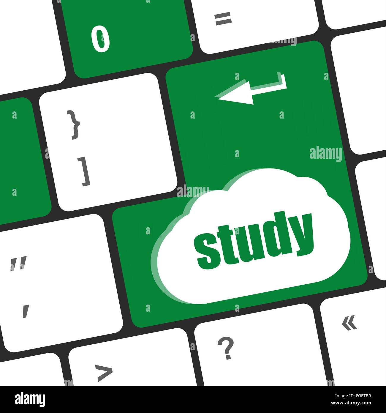 Education concept: computer keyboard with word study, selected focus on ...