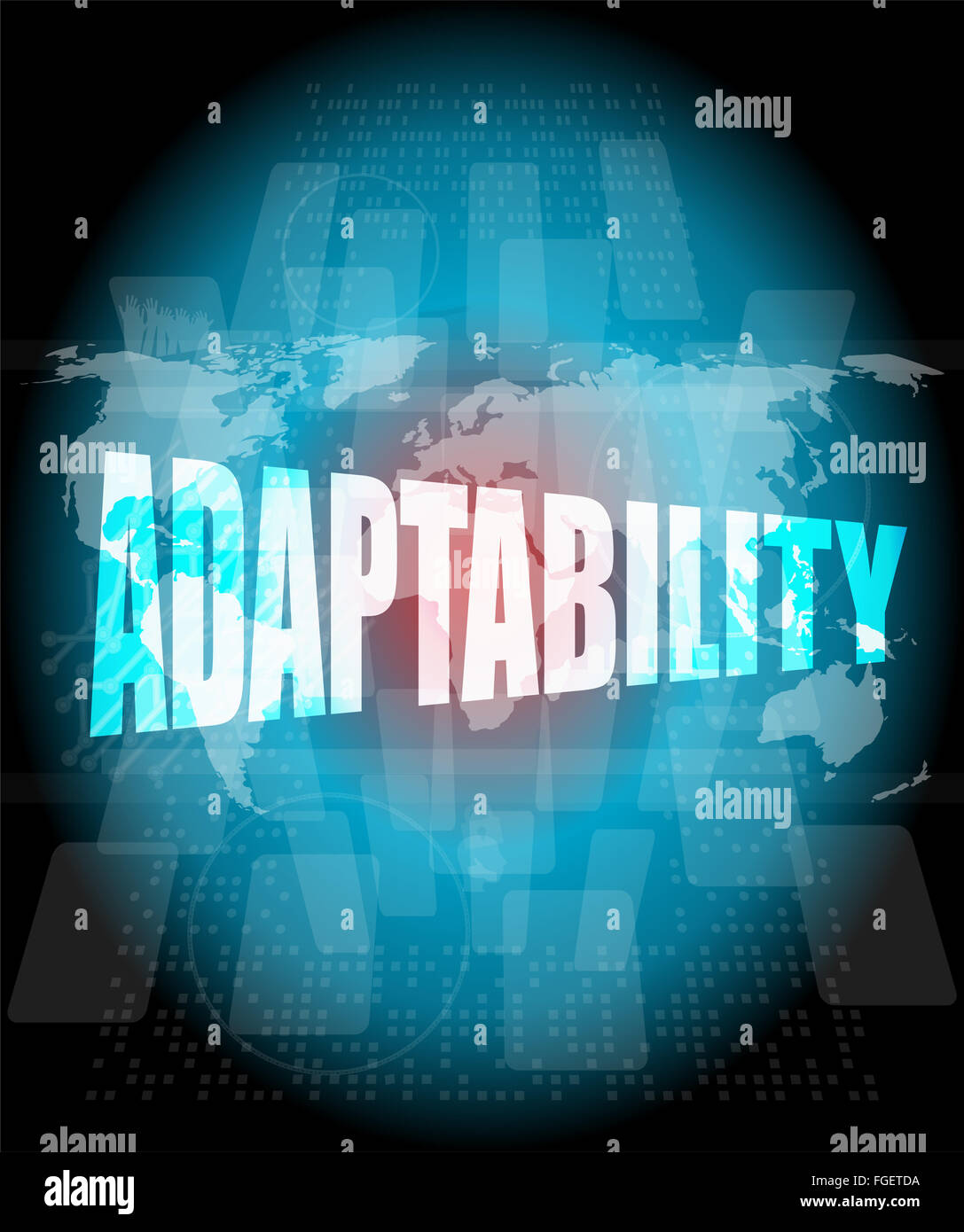 adaptability word on digital screen. financial background Stock Photo ...
