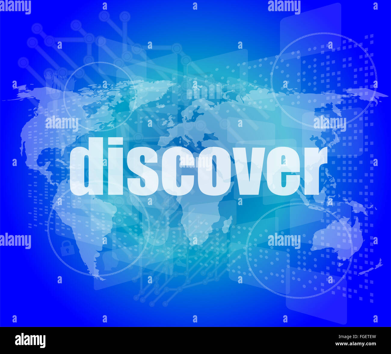 social concept: word discover on digital background Stock Photo - Alamy
