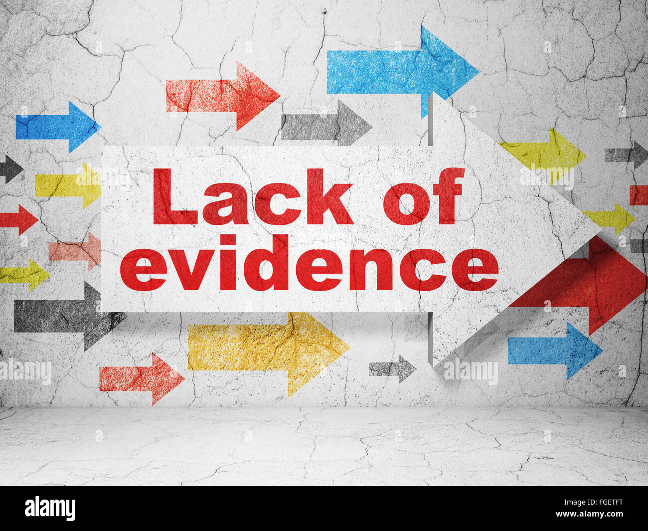 Law concept: arrow with Lack Of Evidence on grunge wall background ...