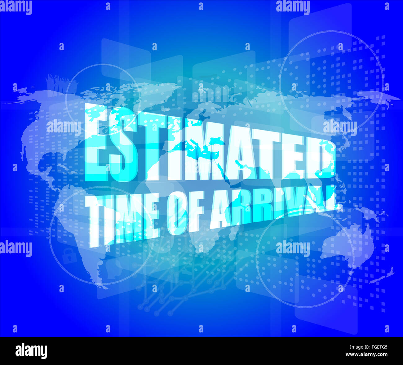 estimated time of arrival words on digital screen Stock Photo - Alamy