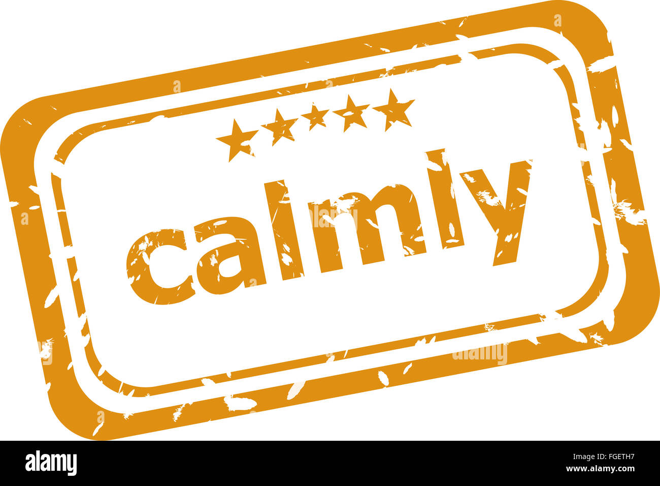 calmly on rubber stamp over a white background Stock Photo - Alamy