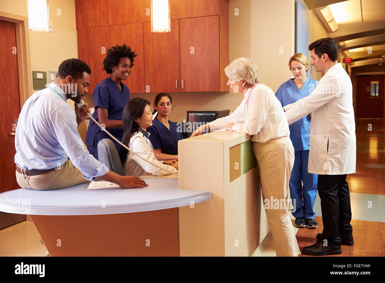 Nurse busy nurses station in hi-res stock photography and images - Alamy