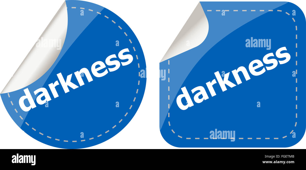 darkness word stickers web button set, label, icon Stock Photo - Alamy