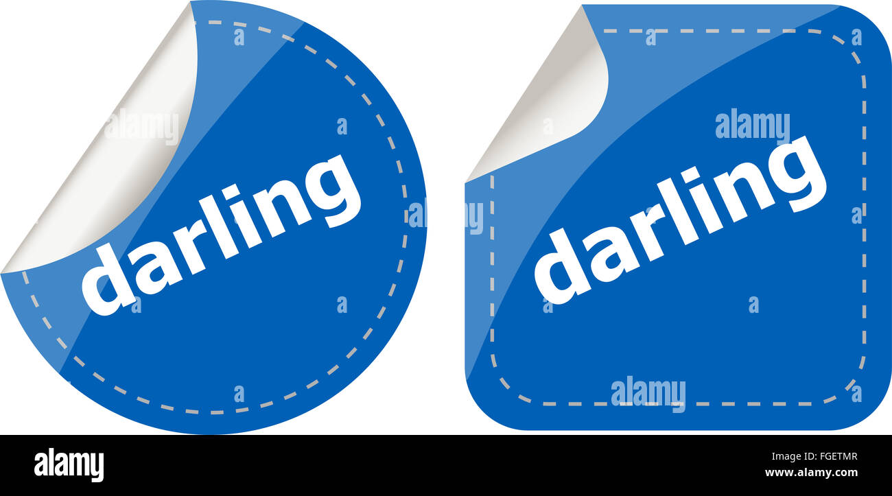 darling word stickers web button set, label, icon Stock Photo - Alamy