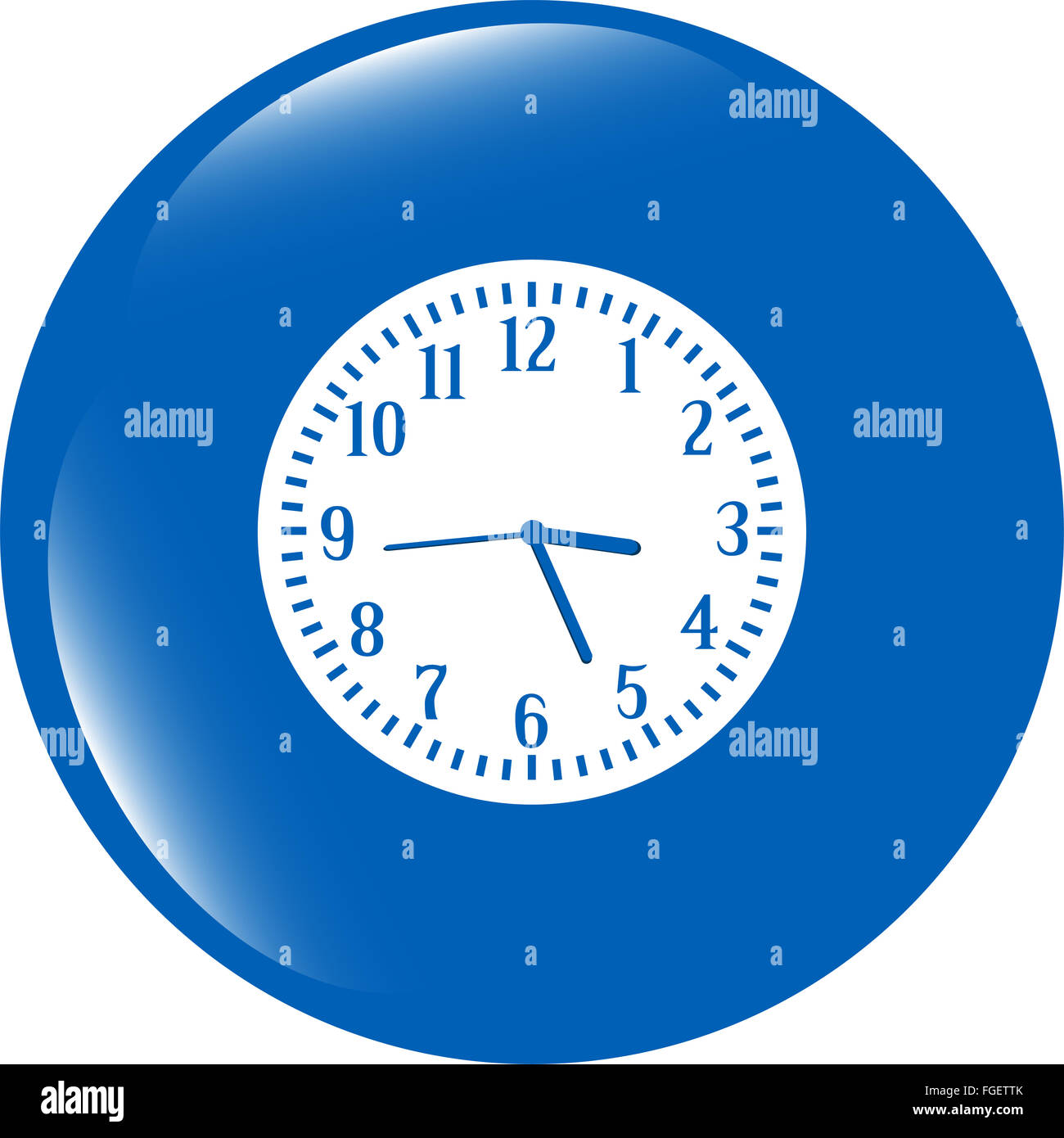 Clock icon button isolated on white background Stock Photo - Alamy