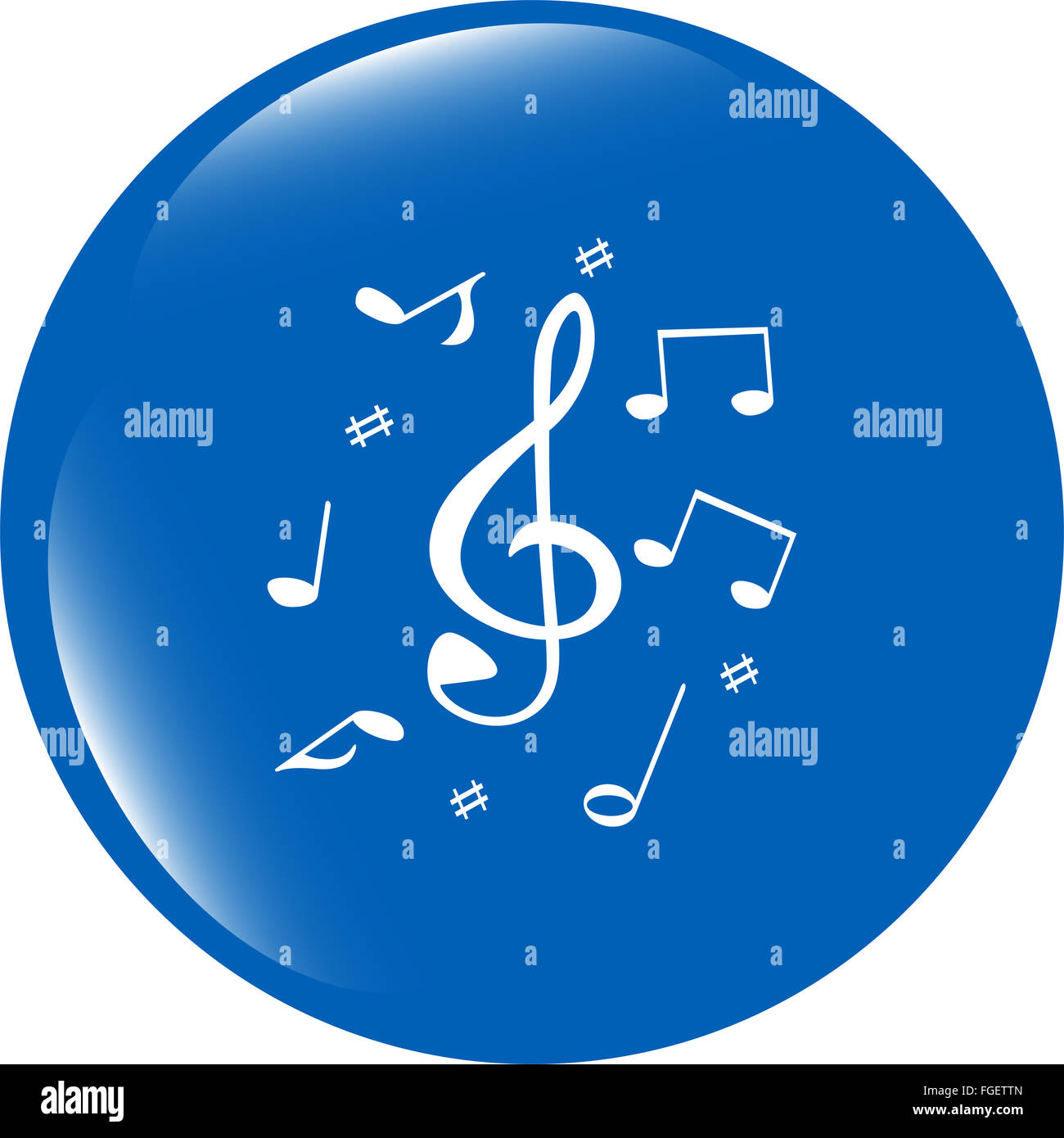 music round glossy web icon on white background Stock Photo - Alamy