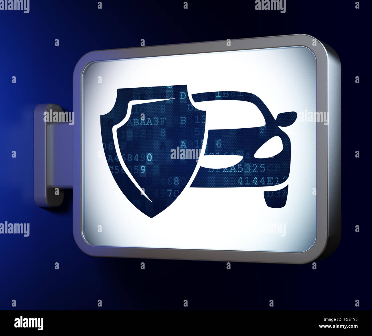 Insurance concept: Car And Shield on billboard background Stock Photo ...