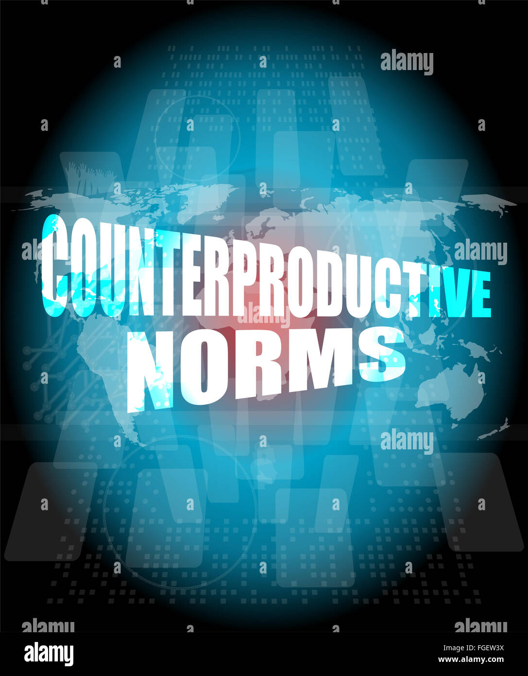Management concept: counterproductive norms words on digital screen ...