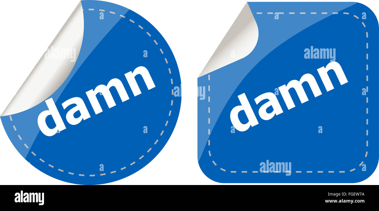 damn word on stickers web button set, label, icon Stock Photo - Alamy