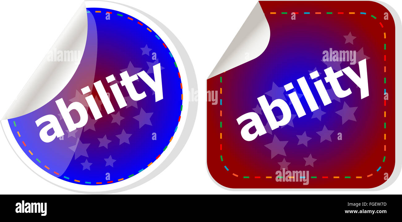 ability word stickers set icon button isolated on white Stock Photo - Alamy