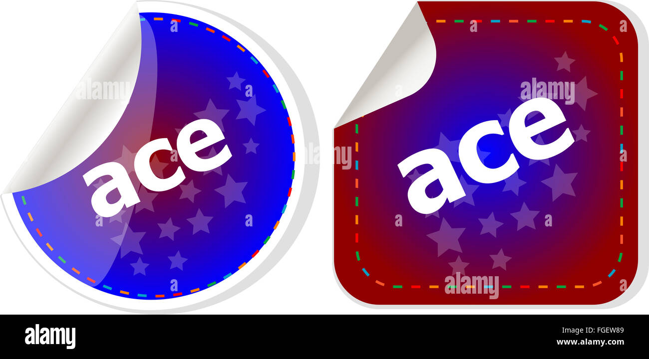 ace stickers set, icon button isolated on white Stock Photo - Alamy