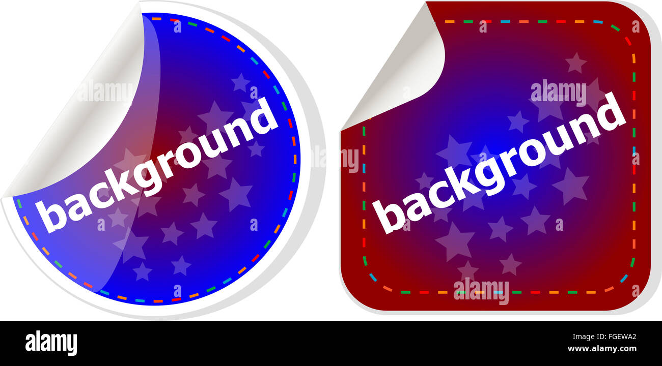 background word on stickers button set, label Stock Photo - Alamy