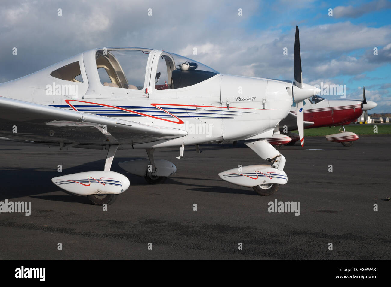 Tecnam P2002-JF Sierra light aircraft on the apron at a UK airfield ...