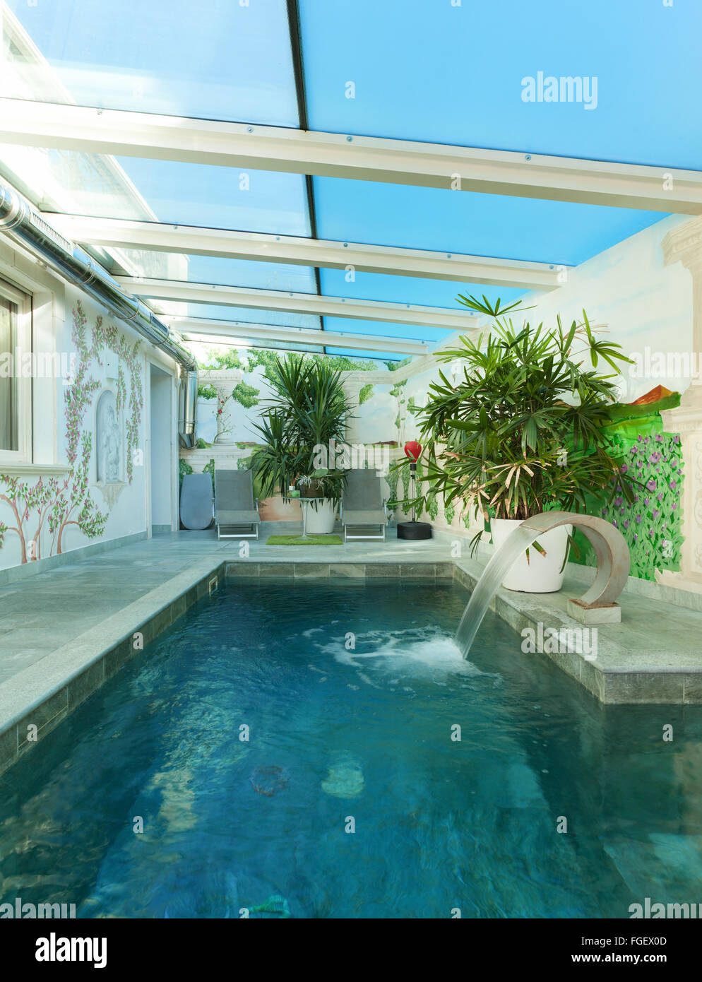 Architecture; interior of a veranda with bath Stock Photo - Alamy