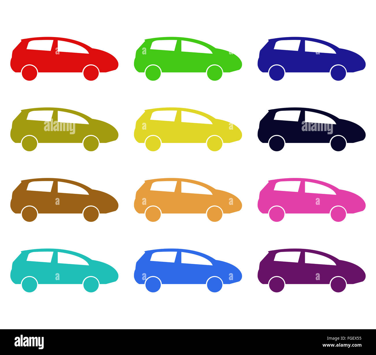 Line of cars and parking Cut Out Stock Images & Pictures - Alamy