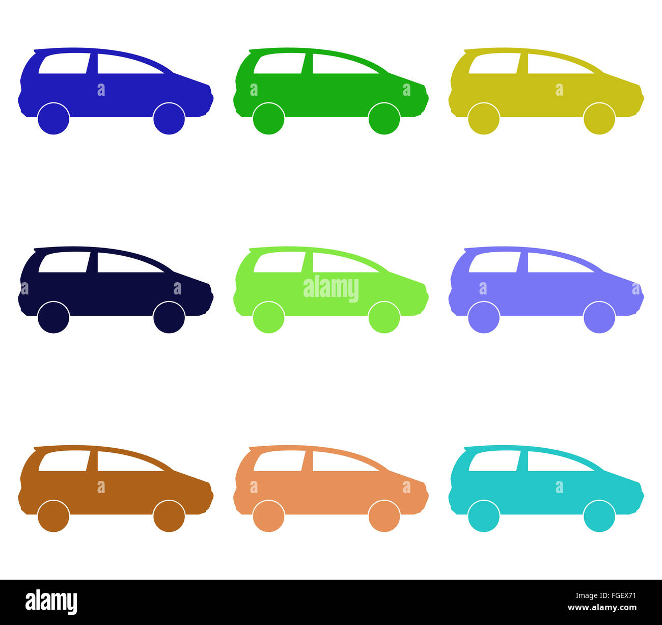 Line of cars and parking Cut Out Stock Images & Pictures - Alamy
