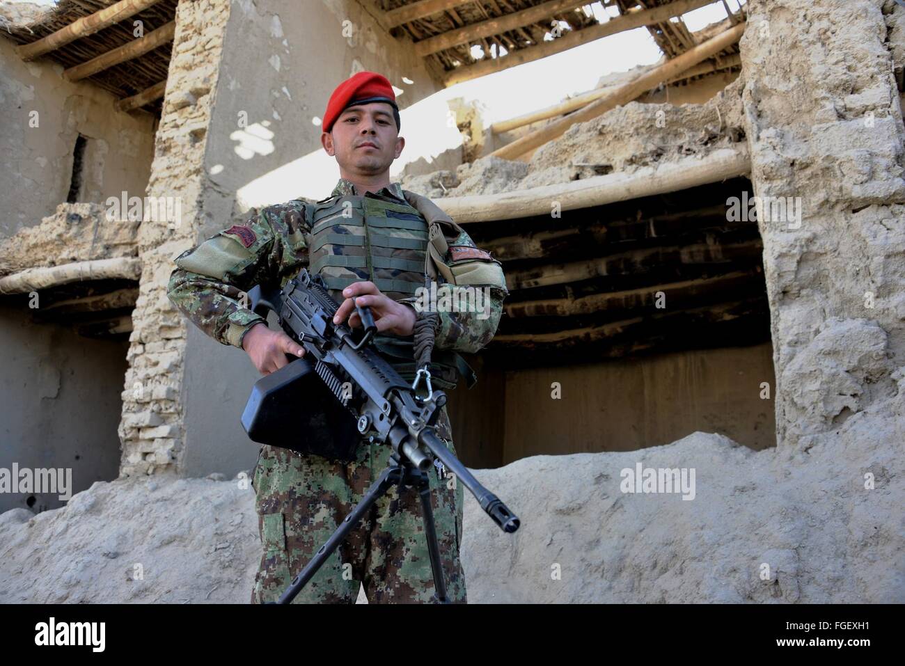 Ghazni, Afghanistan. 18th Feb, 2016. An Afghan security force member ...