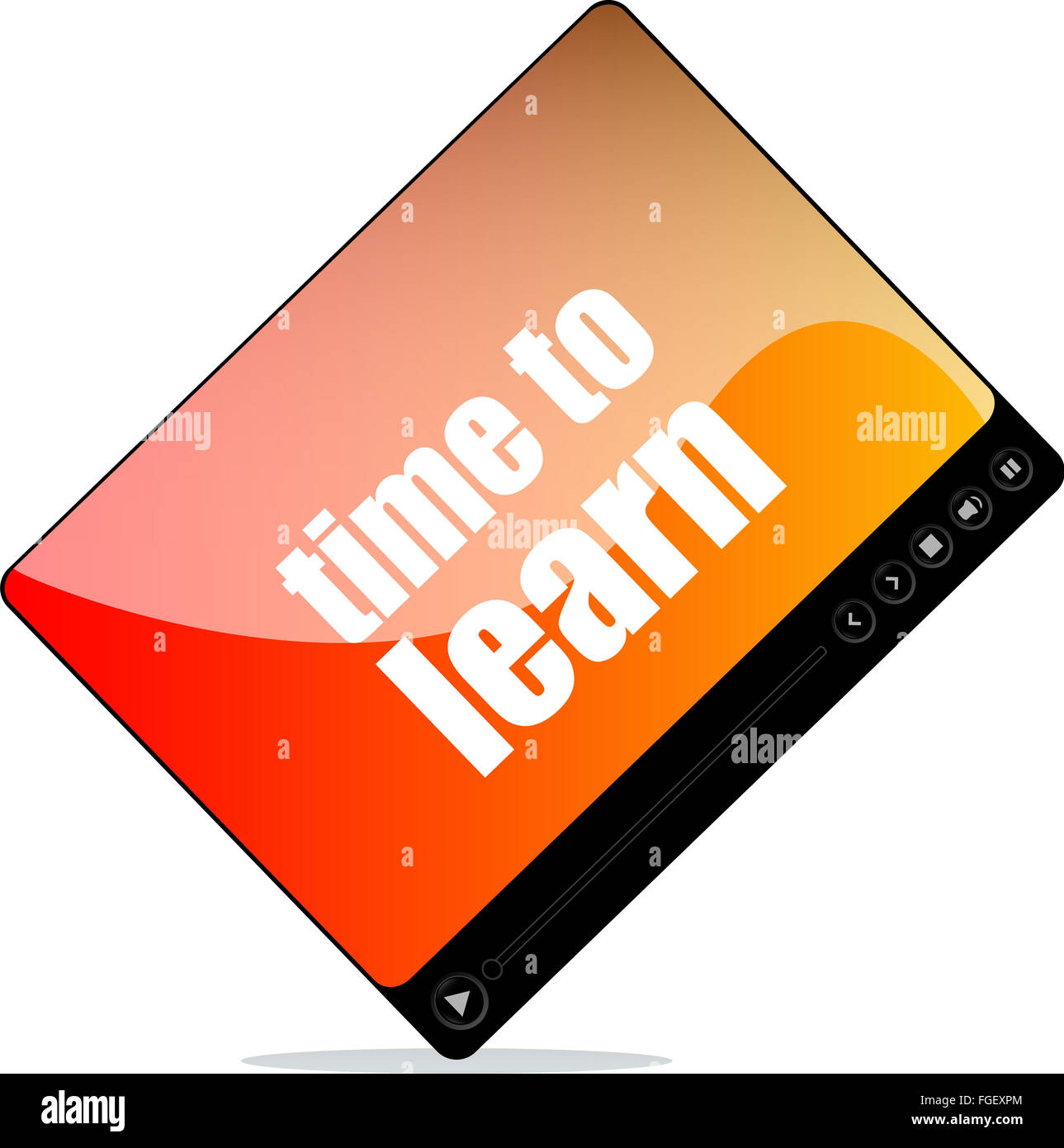 Video player for web with time to learn word Stock Photo - Alamy