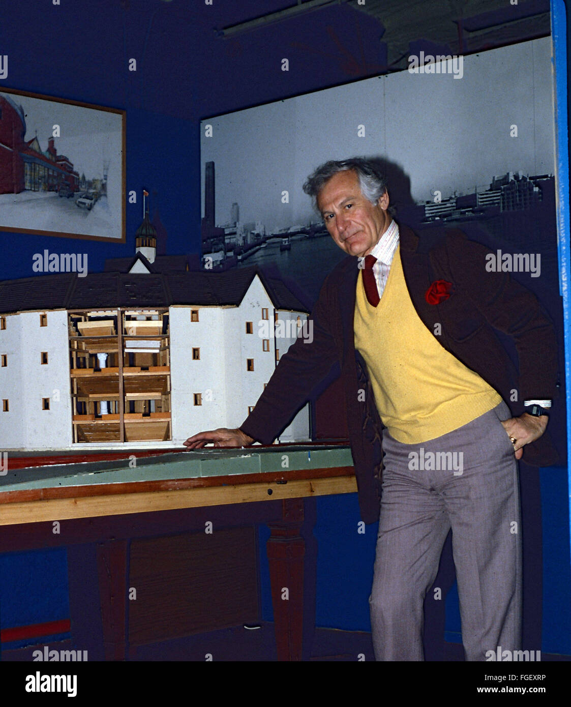 London UK LIBRARY: Sam Wanamaker (1919-1993) in a building close to the ...