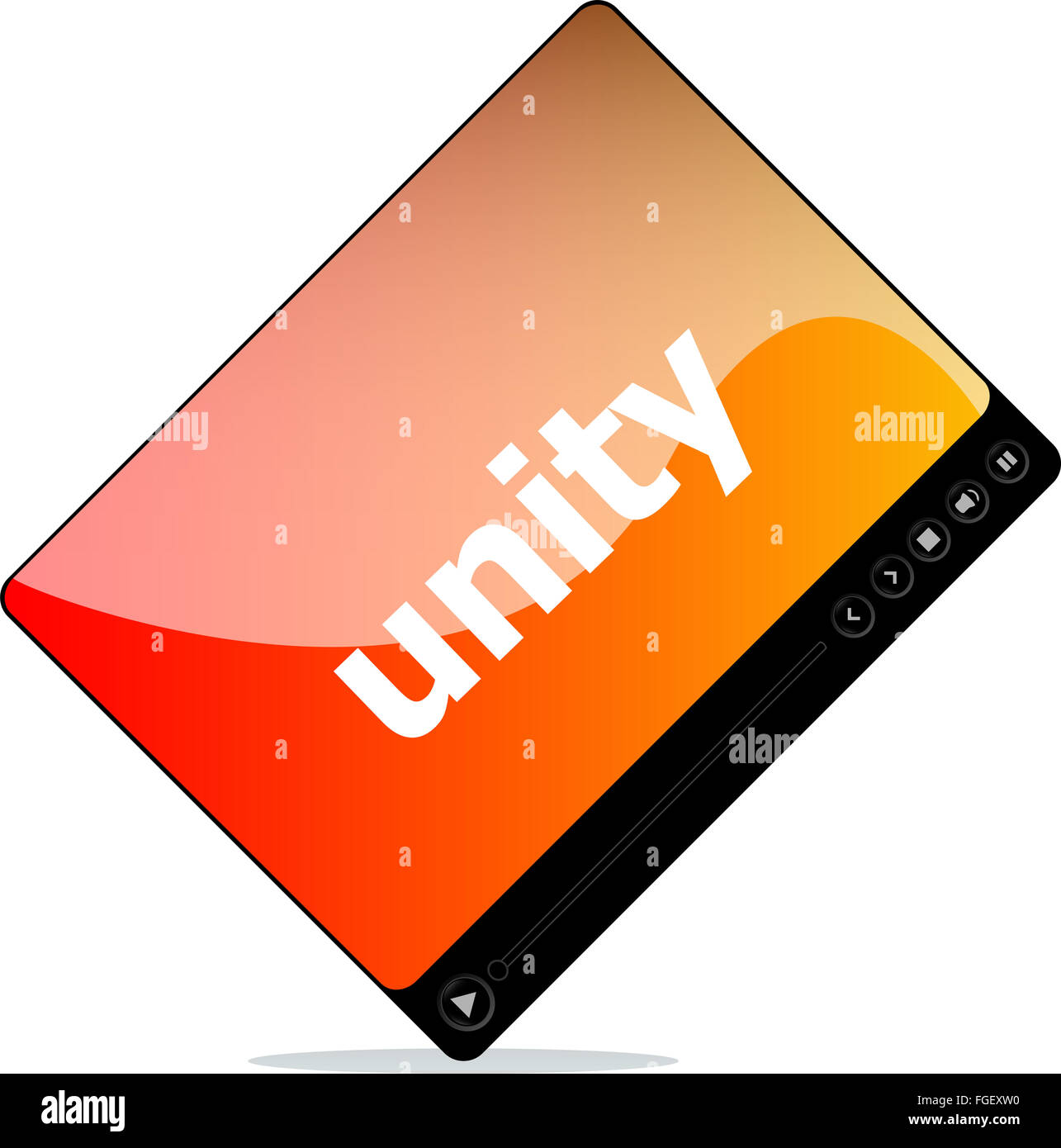 Social media concept: media player interface with unity word Stock ...