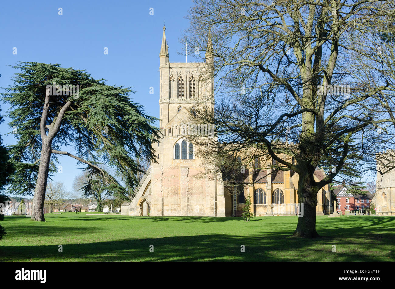 Pershore Abbey in its grounds in Pershore, Worcestershire Stock Photo ...