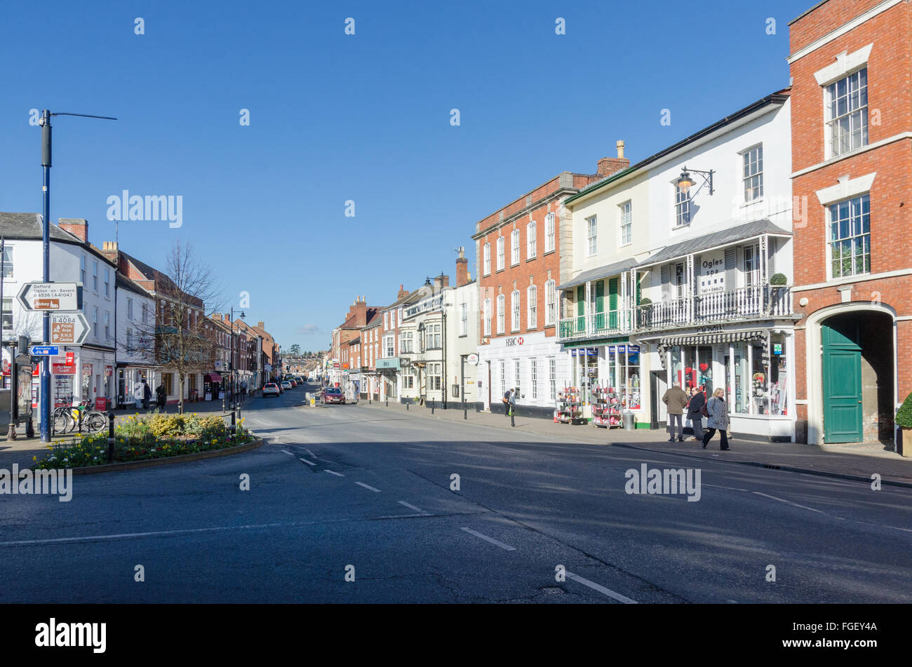 Shops and restaurants in High Street, Pershore, Worcestershire Stock ...