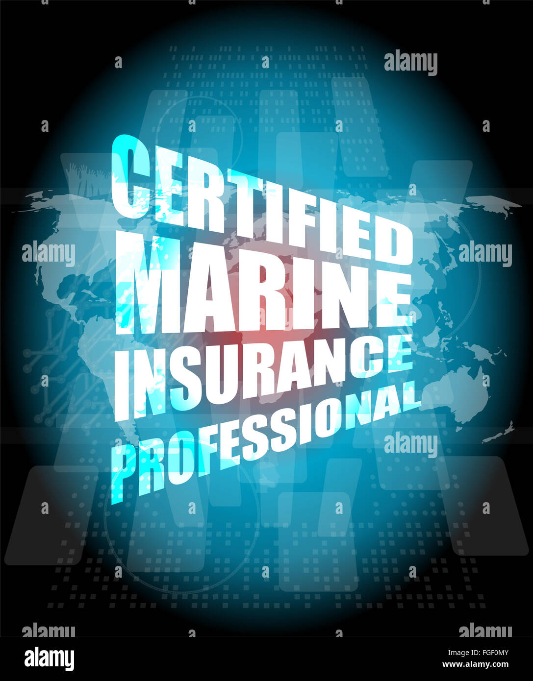 Management concept: certified marine insurance professional words on ...