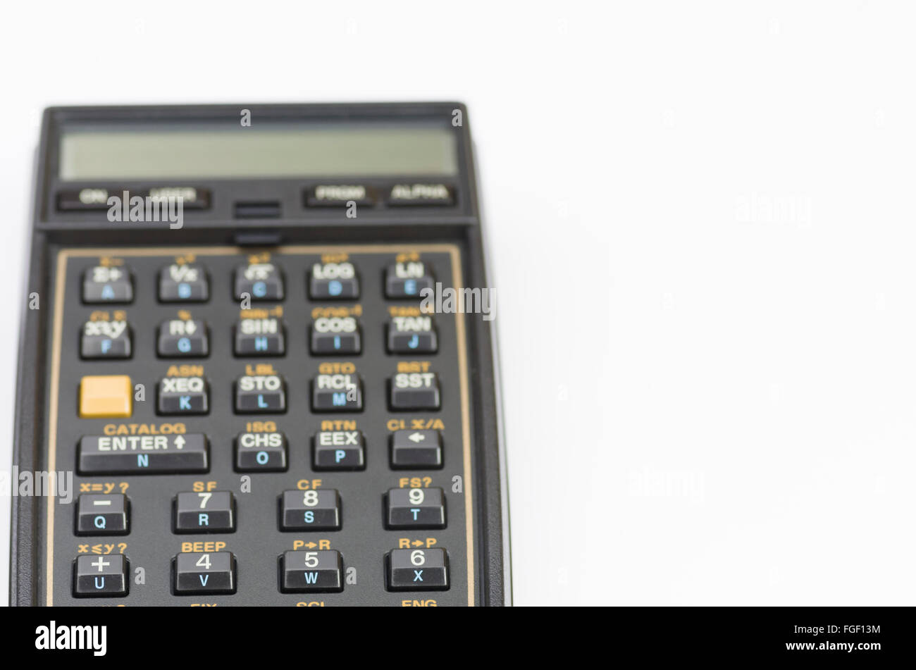 hand held digital electronic calculator close up from Hewlett Packard ...