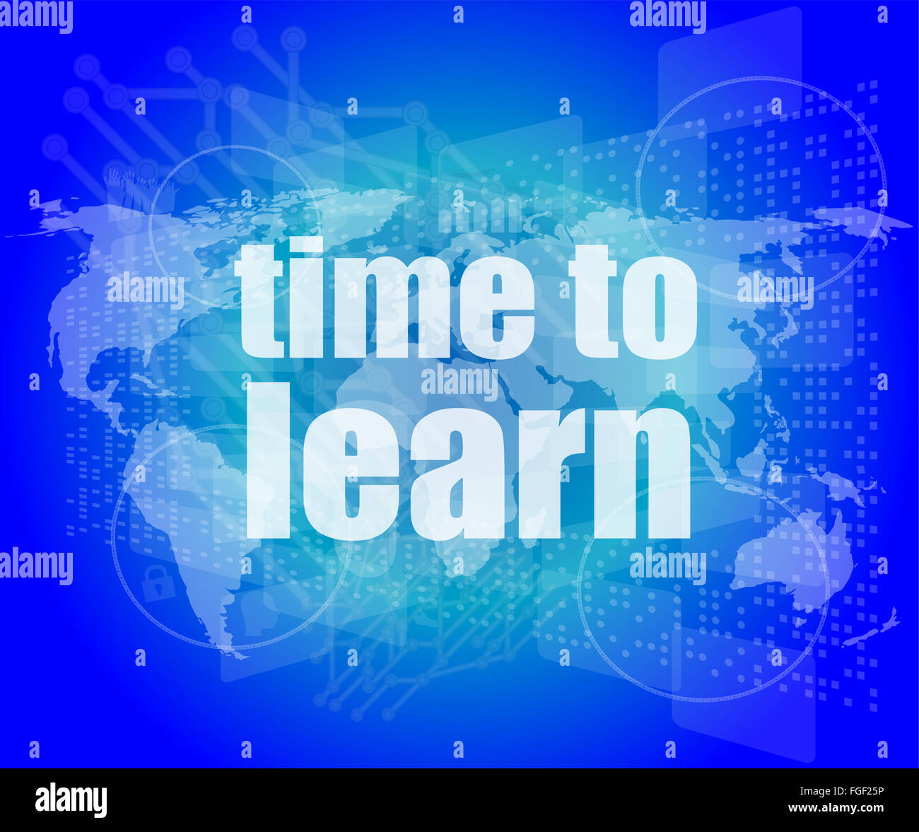 illustration of touch screen with time to learn words Stock Photo - Alamy