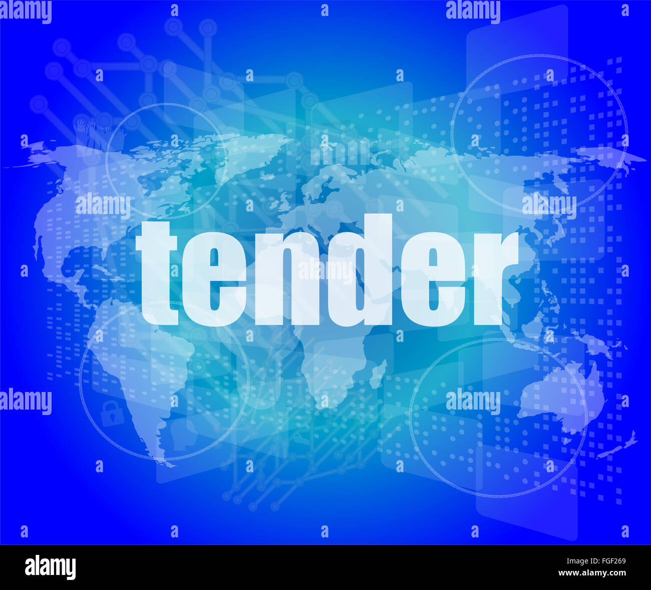 tender word on digital screen, global communication concept Stock Photo ...