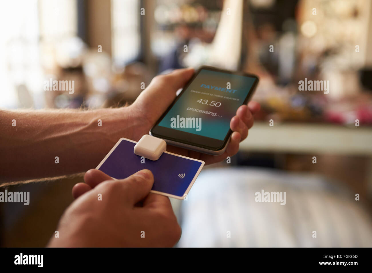 Credit Card Payment App Attached To Mobile Phone Stock Photo - Alamy