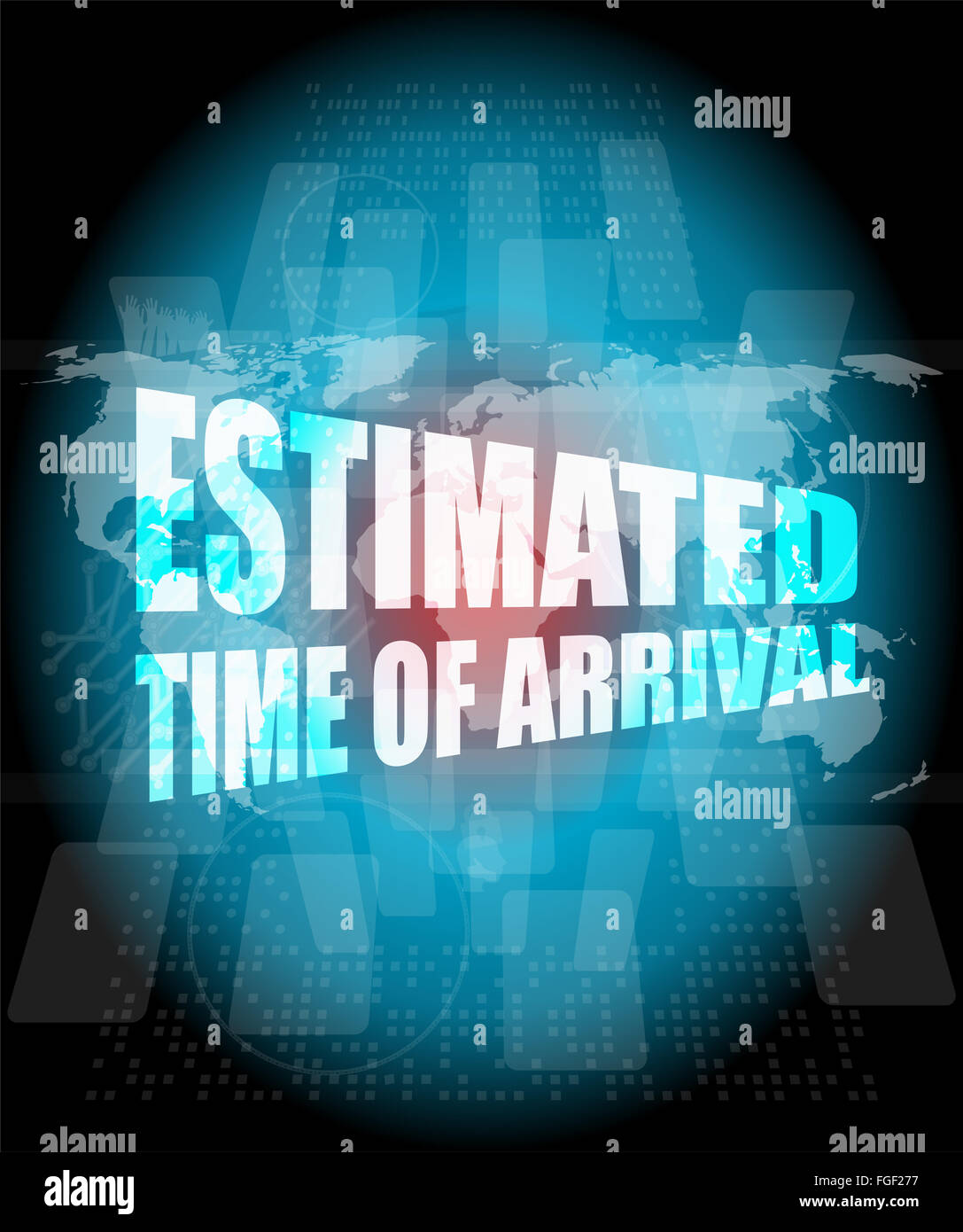 estimated time of arrival words on digital screen Stock Photo - Alamy