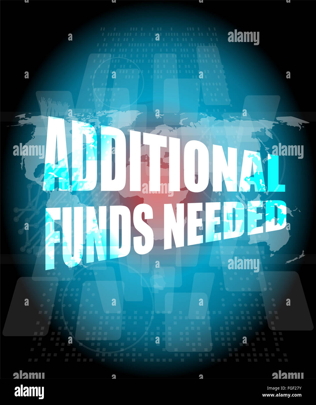 Backgrounds touch screen with additional funds needed words Stock Photo ...