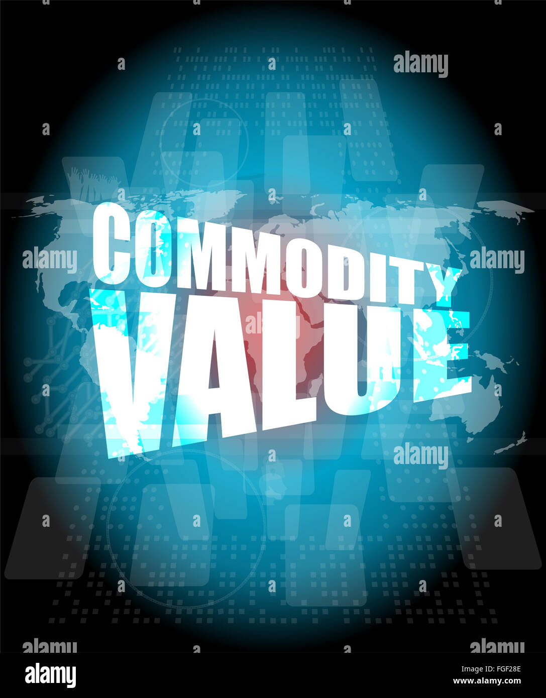 Management concept: commodity value words on digital screen Stock Photo ...