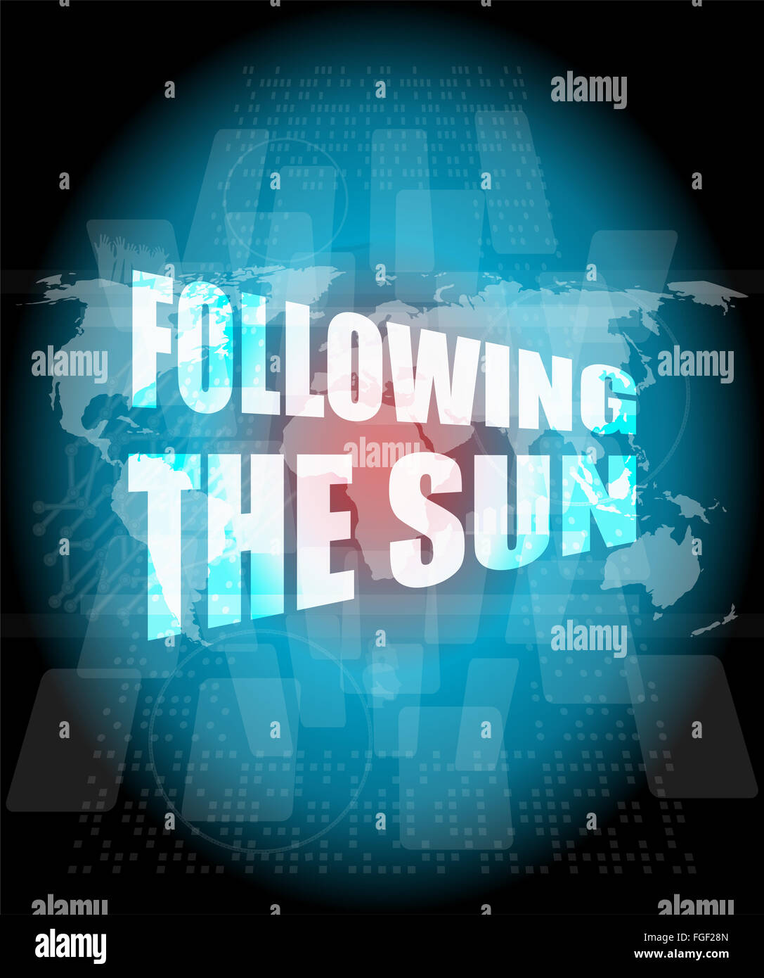 following the sun on digital touch screen, 3d Stock Photo - Alamy