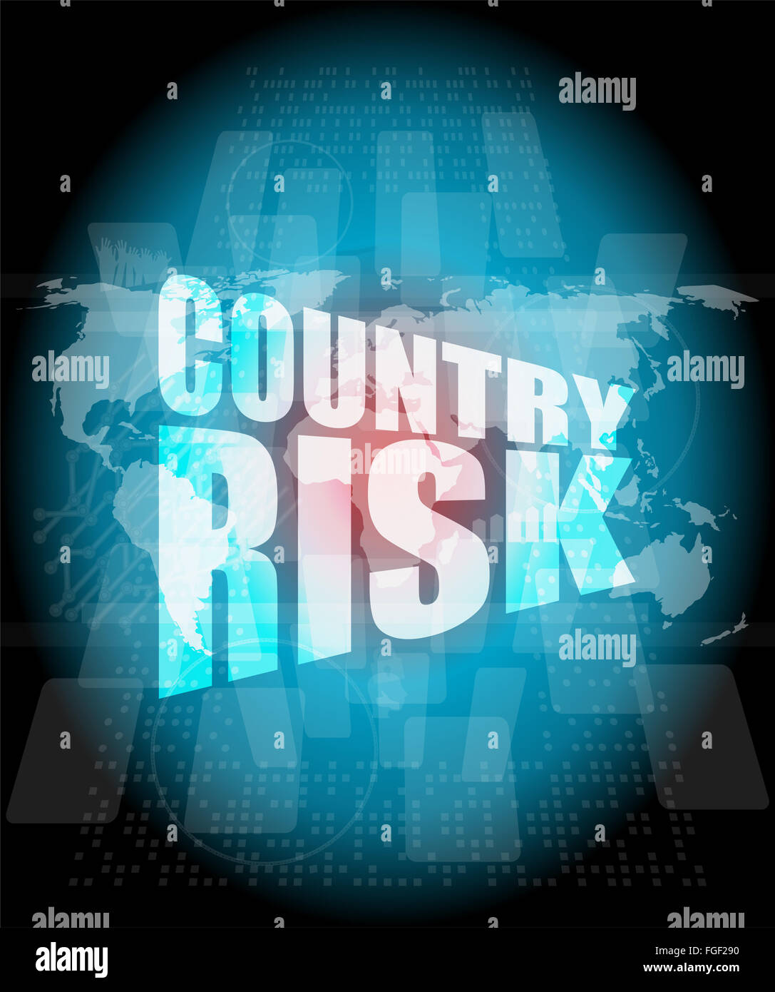 country risk words on digital screen with world map Stock Photo - Alamy