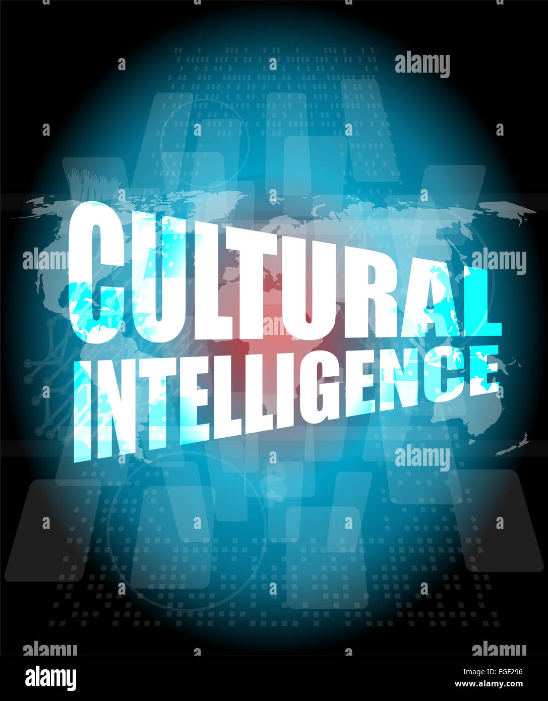 cultural intelligence words on digital screen with world map Stock ...