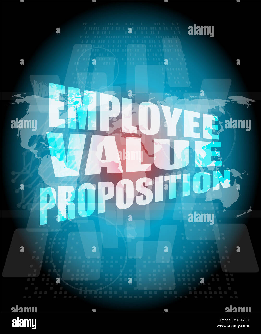 Management concept: employee value proposition words on digital screen ...