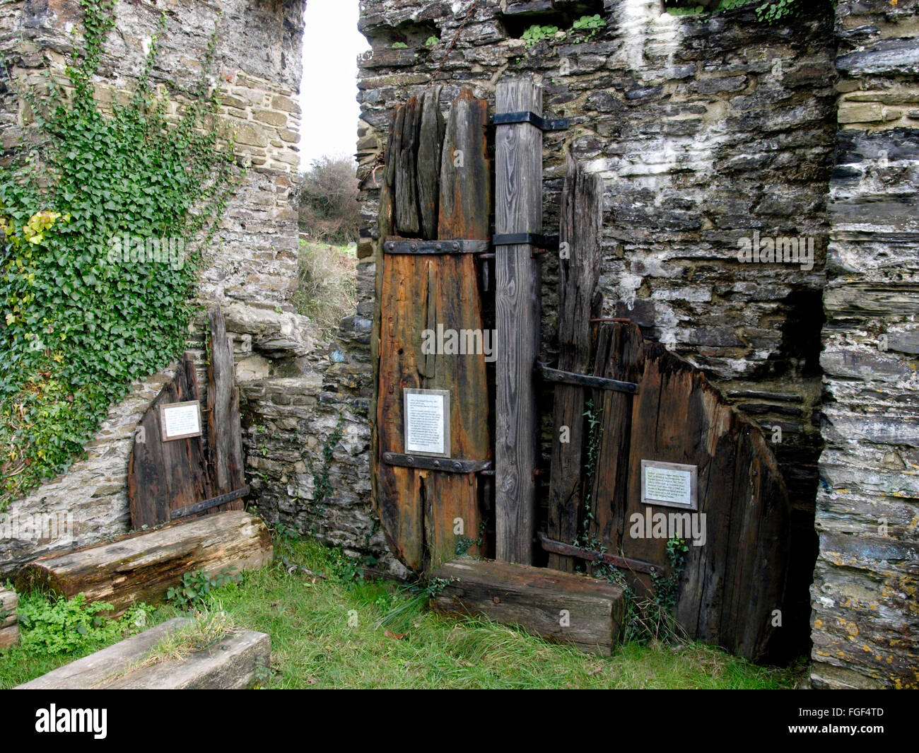 Keels of three old ships, Lynher, Ada and Queen at Carnon Mine, Penpol ...